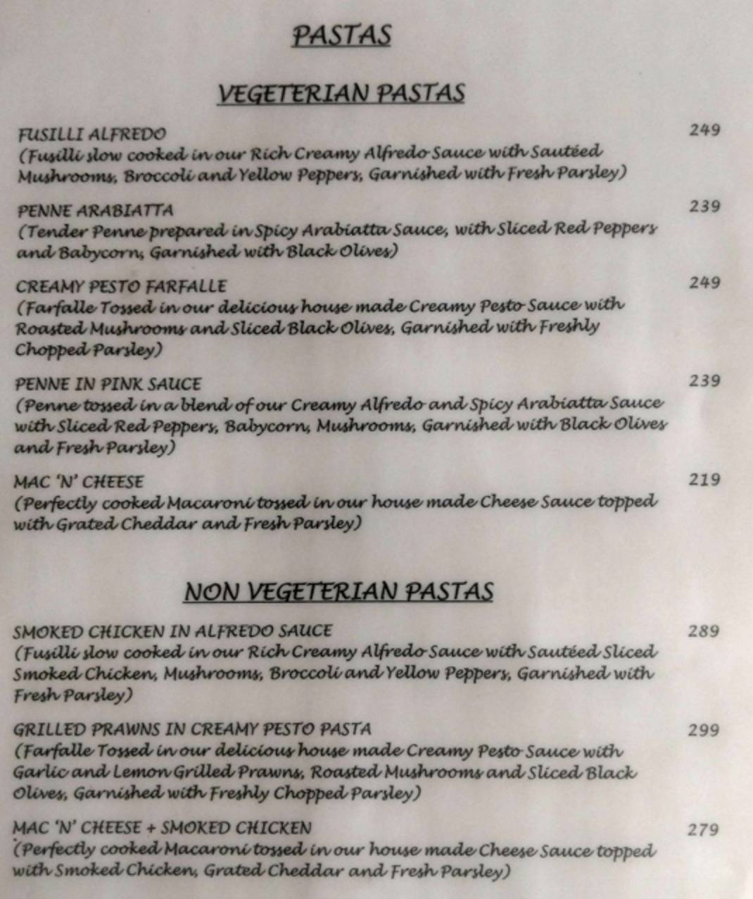 Menu at Kalo's, Chennai, 8