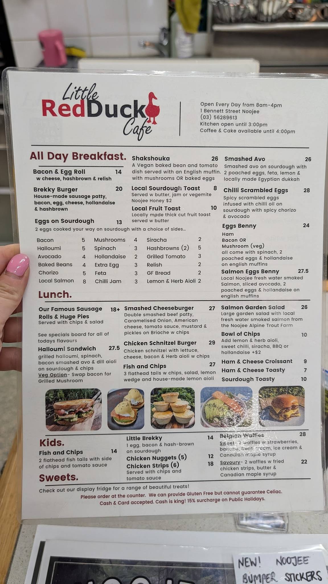 Menu at Little Red Duck Cafe, Noojee