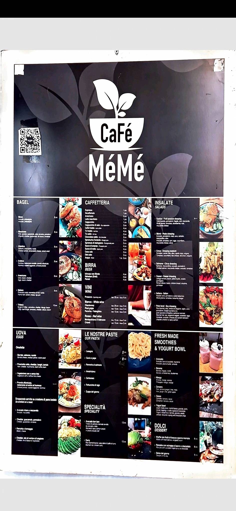 Menu at Café Mémé bistrot pub & bar, Rome