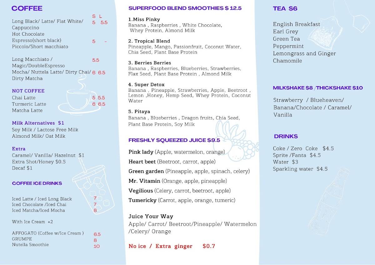 Menu at Mr Grumpy's Cafe, Mulgrave