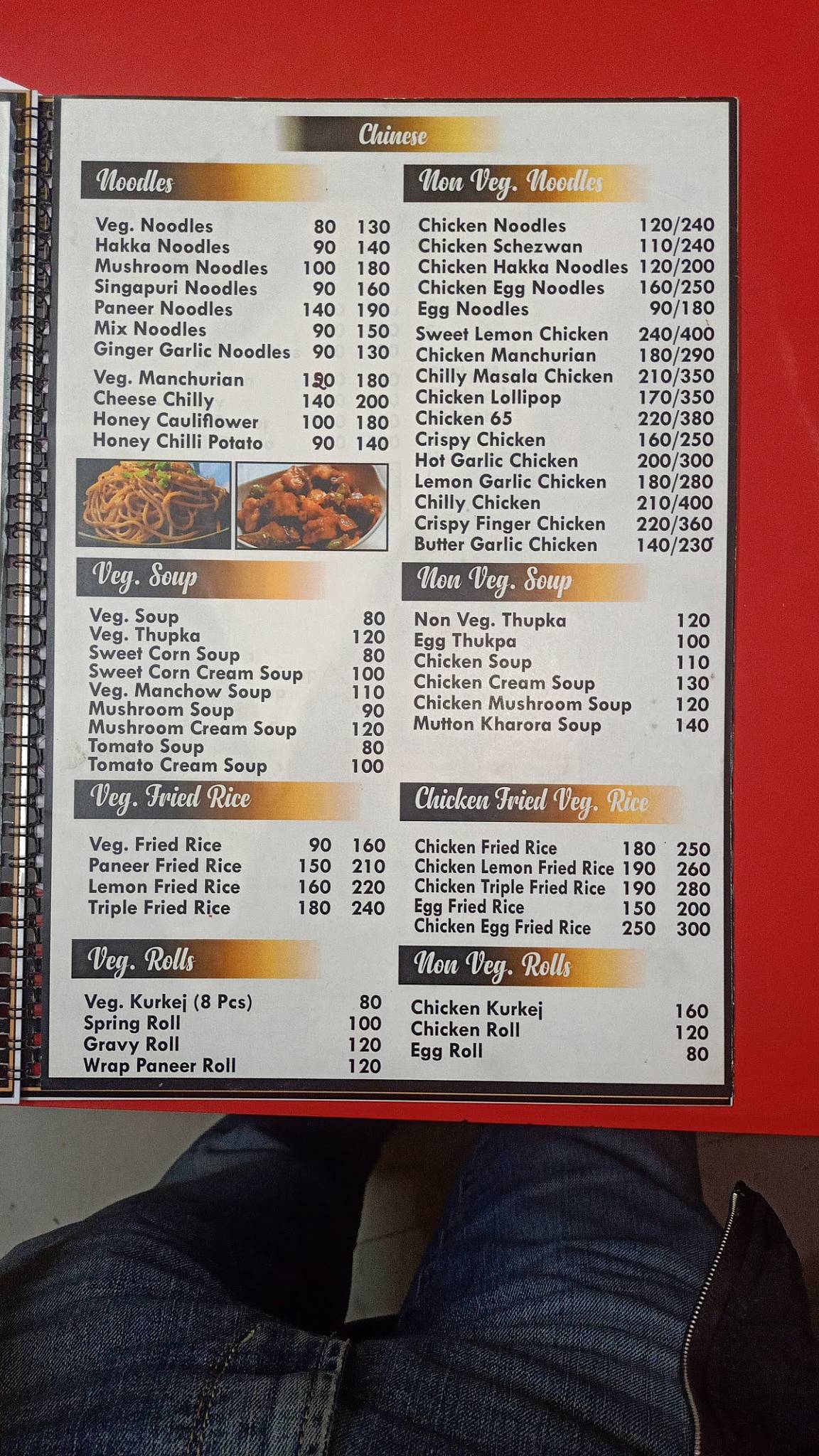 Menu at Papa's cafe, Shimla