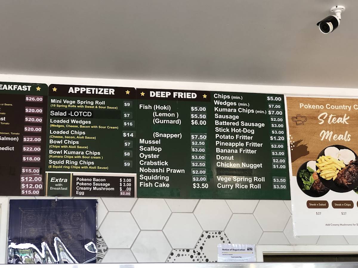 Menu at Pokeno Country Cafe, Pokeno