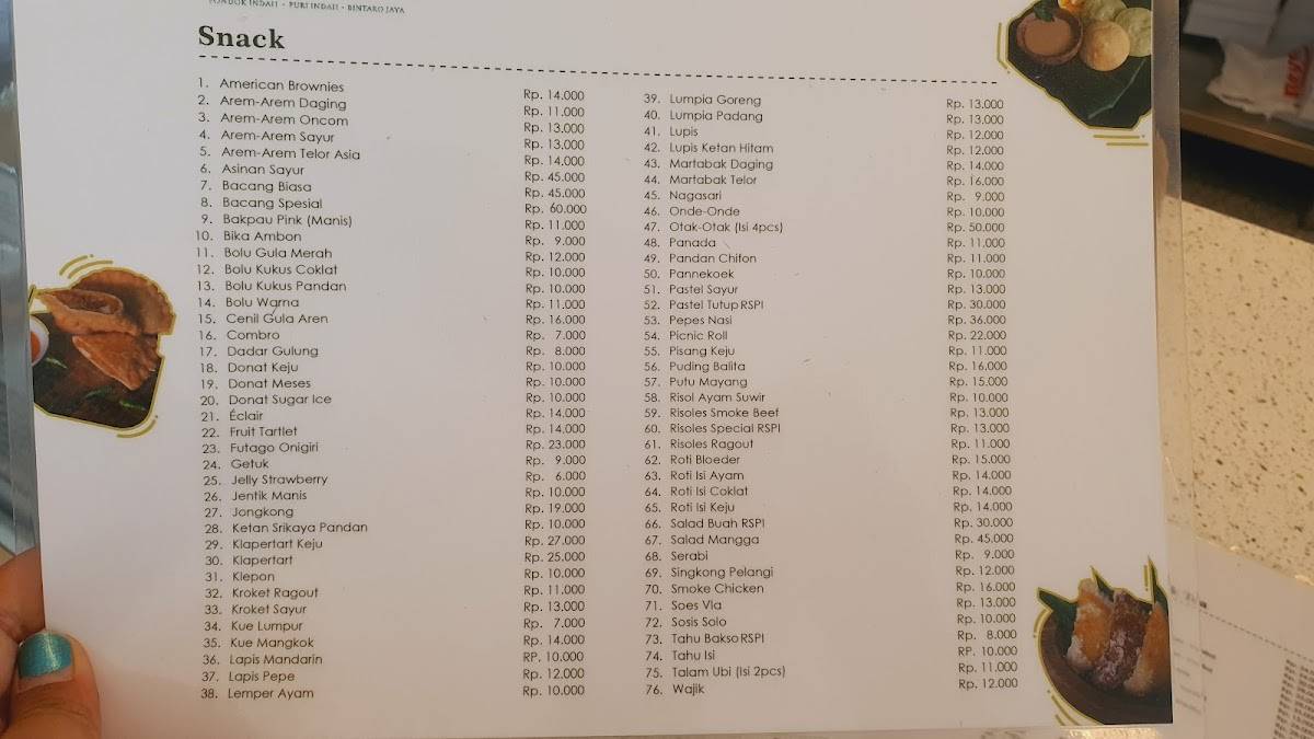 Menu at Cafe RSPI Senopati, South Jakarta
