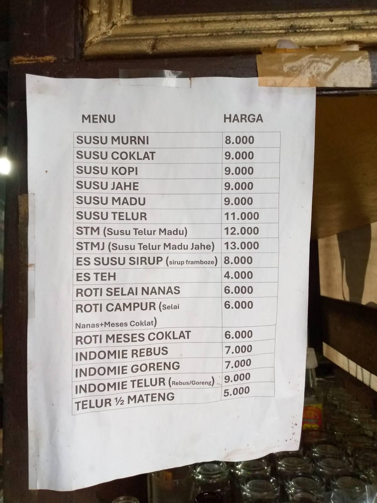 Carta del café Susu Segar Murni Pak Warto RBW, Yogyakarta, Jl. Ibu ...