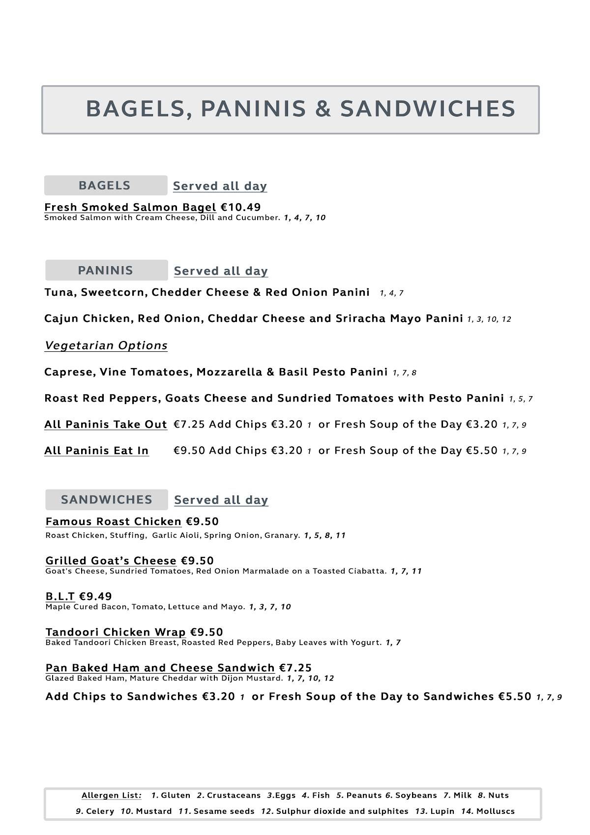 Menu at The River Cafe, Dublin, Raheny Shopping Centre