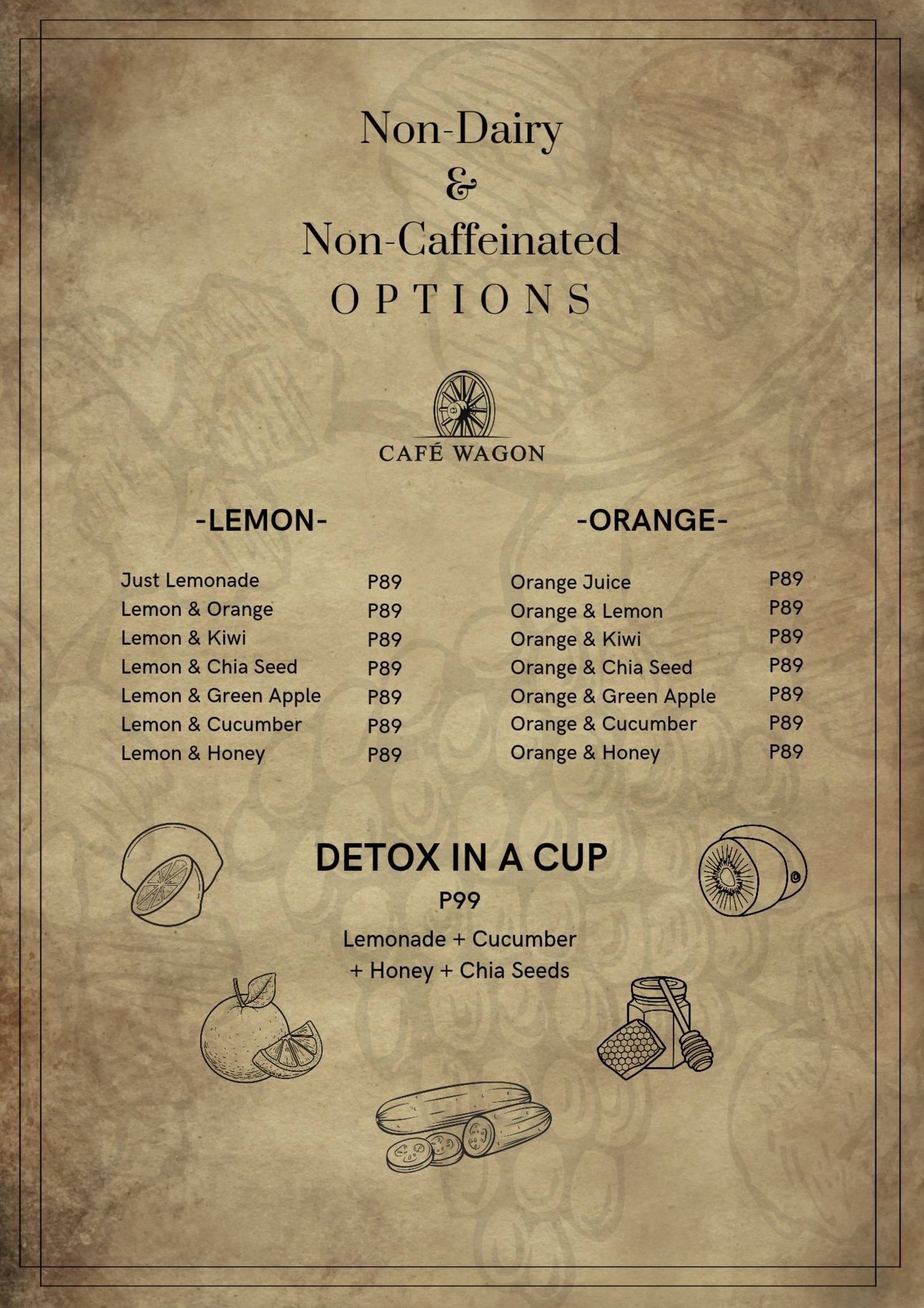 Menu at Cafe Wagon Tarlac, Tarlac City