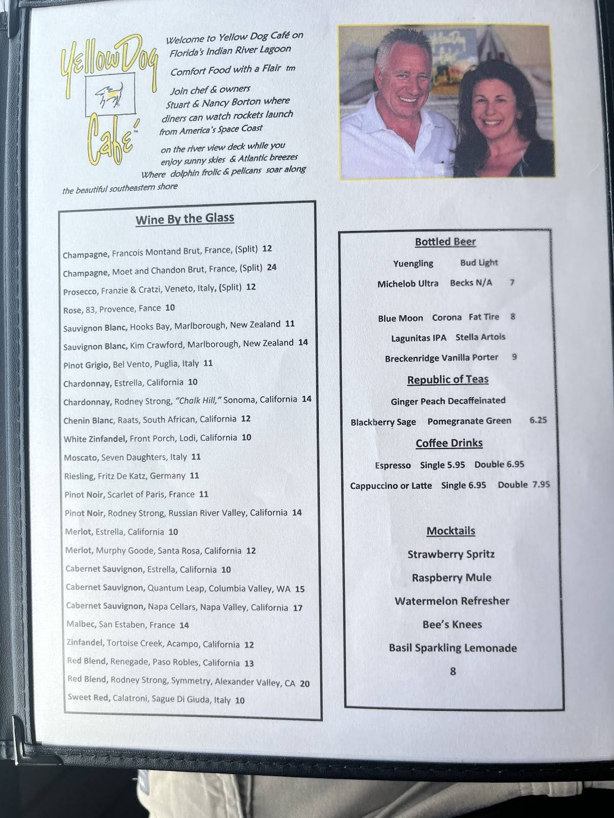 Menu at Yellow Dog Cafe, Malabar