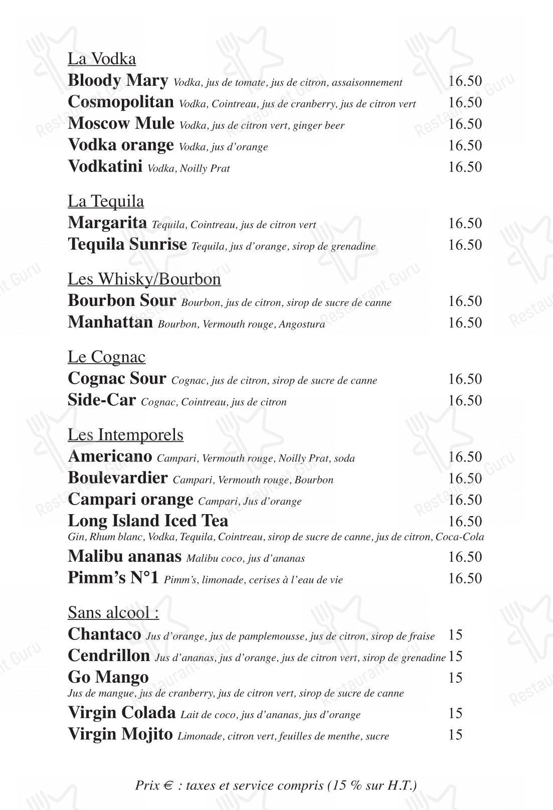 Menu at Café de Flore, Paris, 172 Bd Saint-Germain