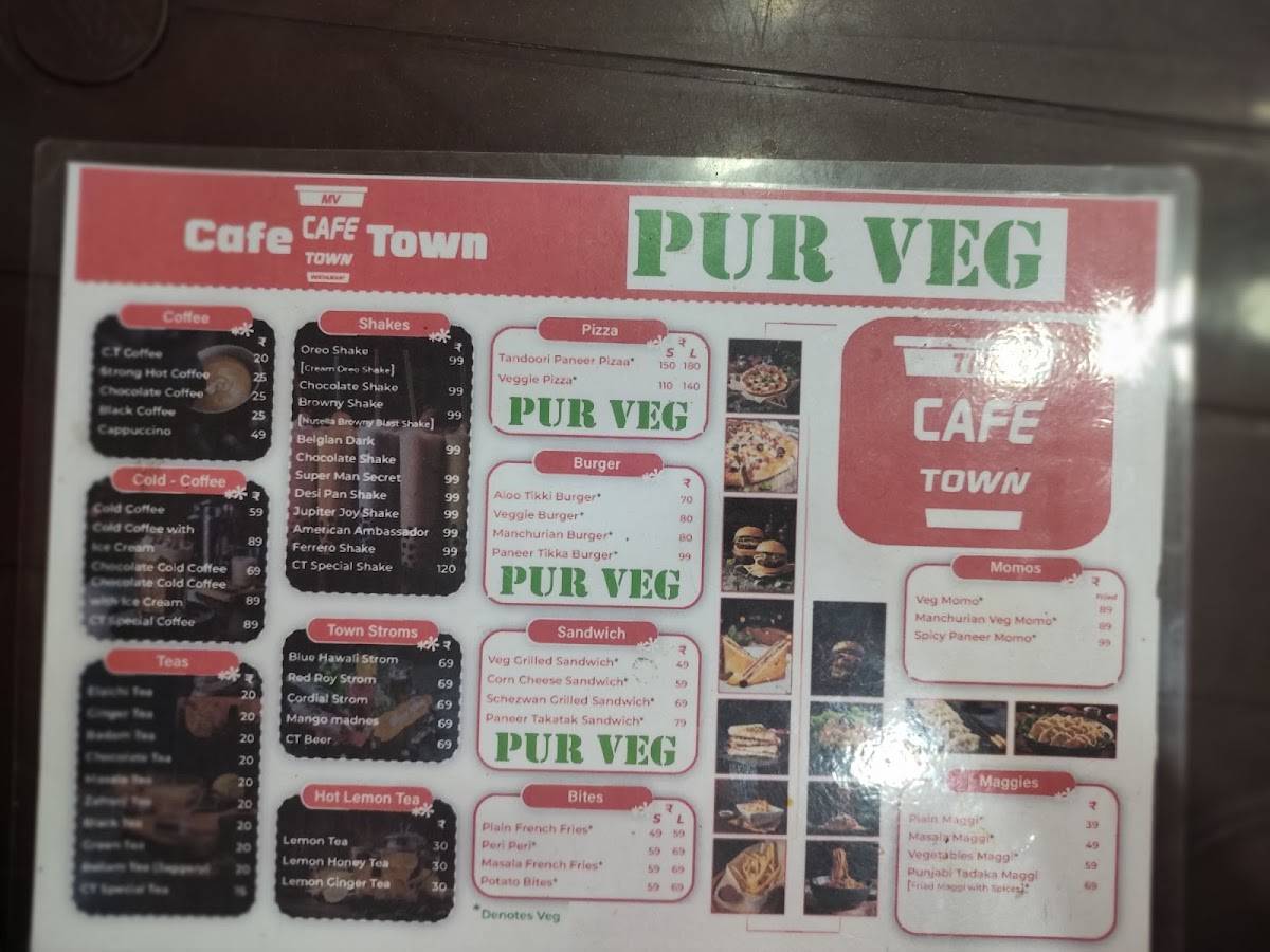 Menu at Cafe town, Ballari