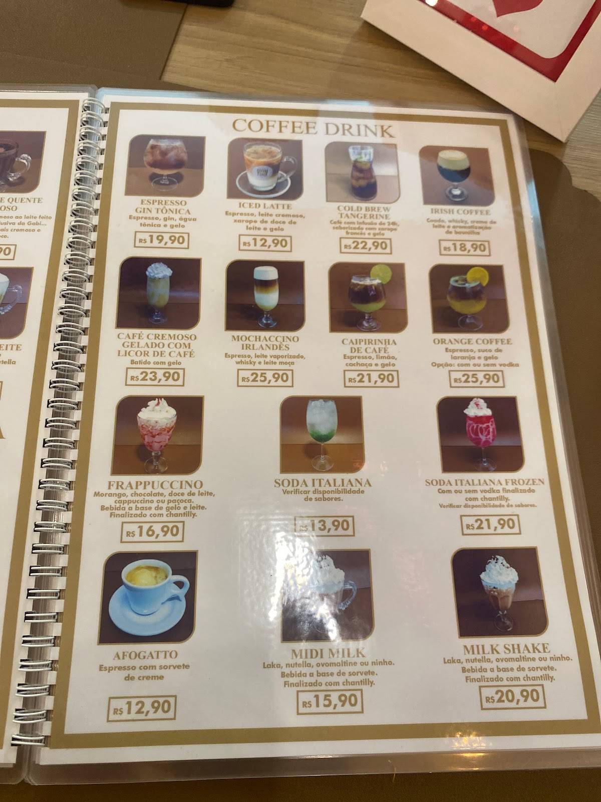 Menu em Cafeteria Gabi Fontes, Mesquita