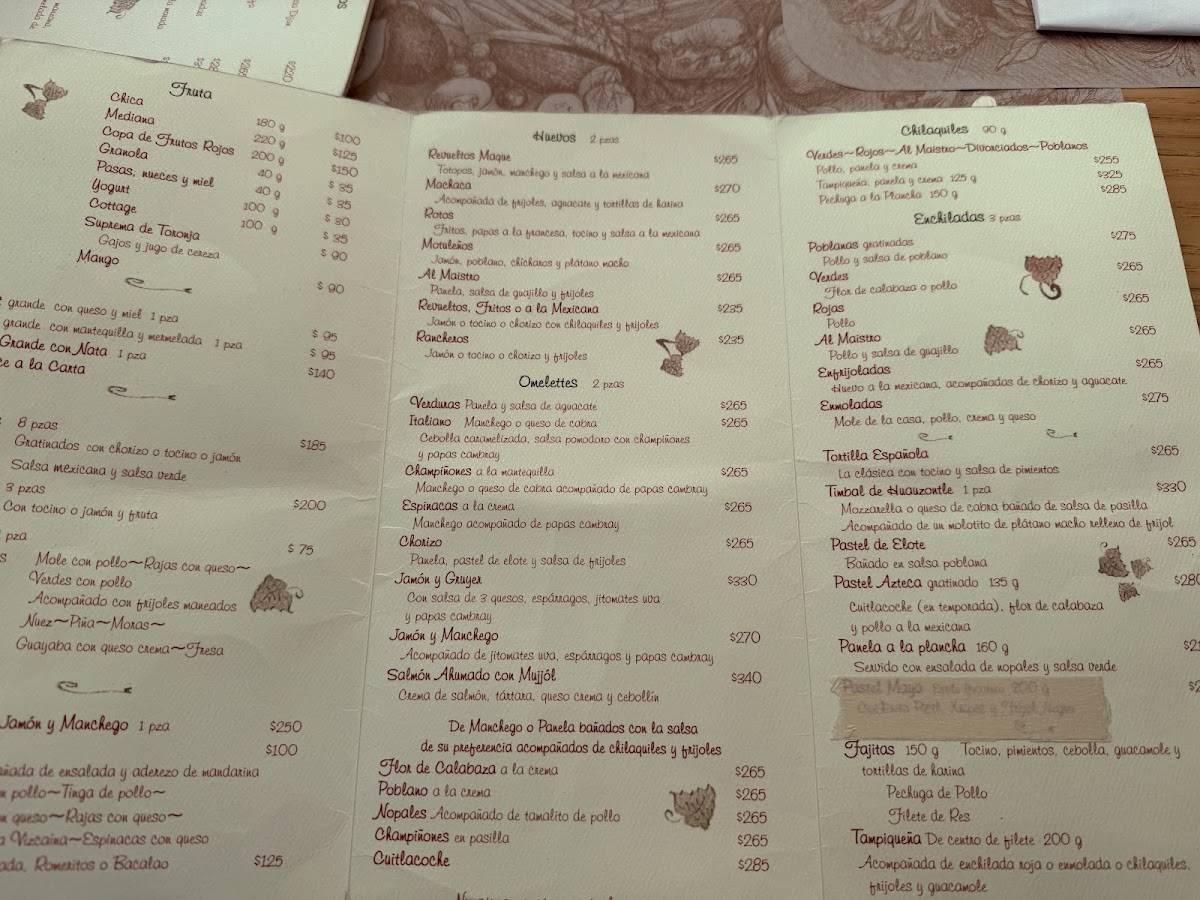 Menu at Maque cafeteria, Mexico City, Av. Emilio Castelar 209 G