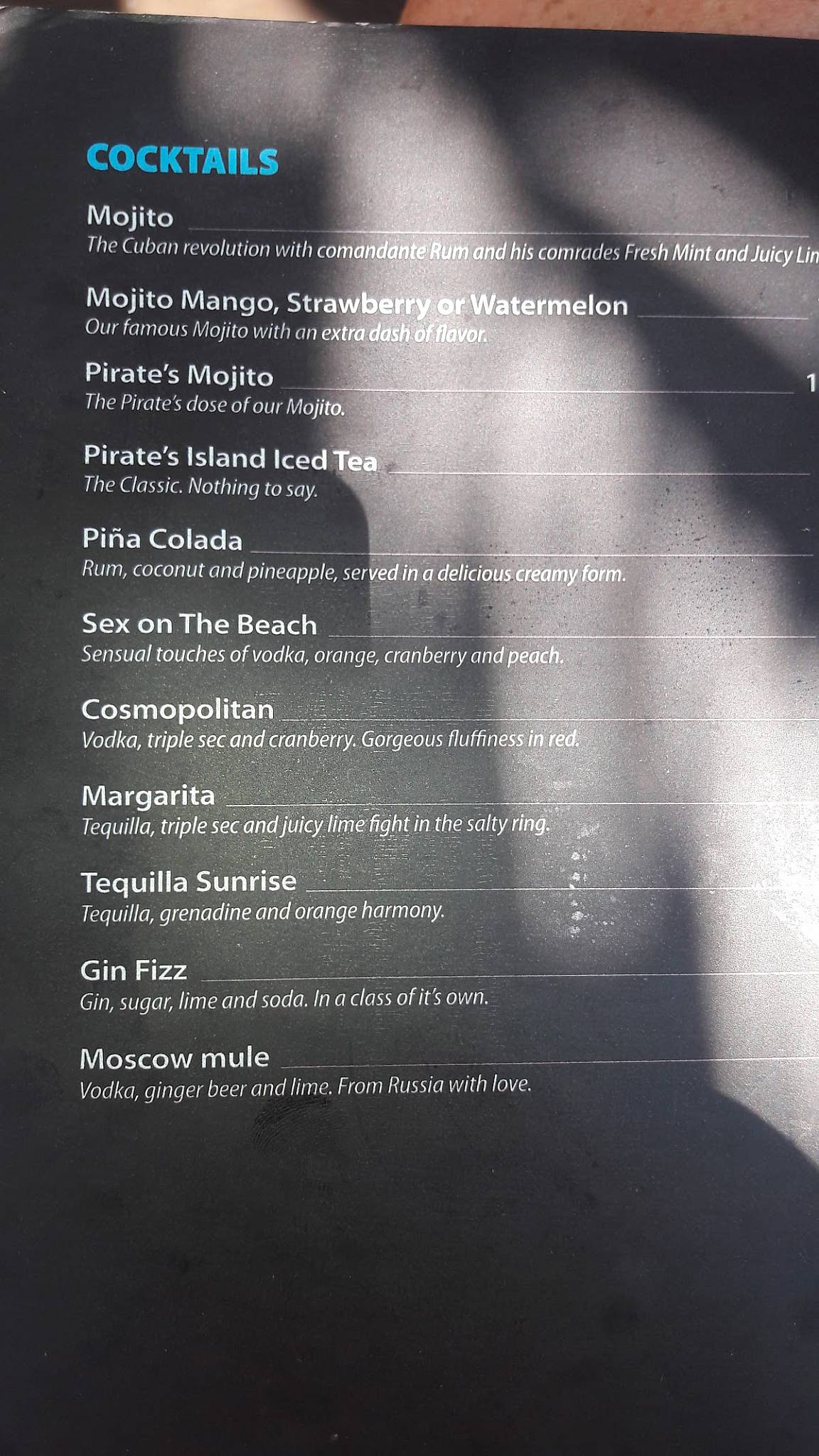 Menu at Caffe Bar Gusar, Mlini