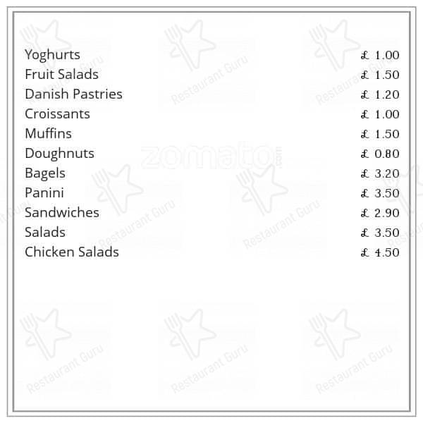 Menu at Caffé Musetti cafe, London, Sheraton Grand London Park Lane