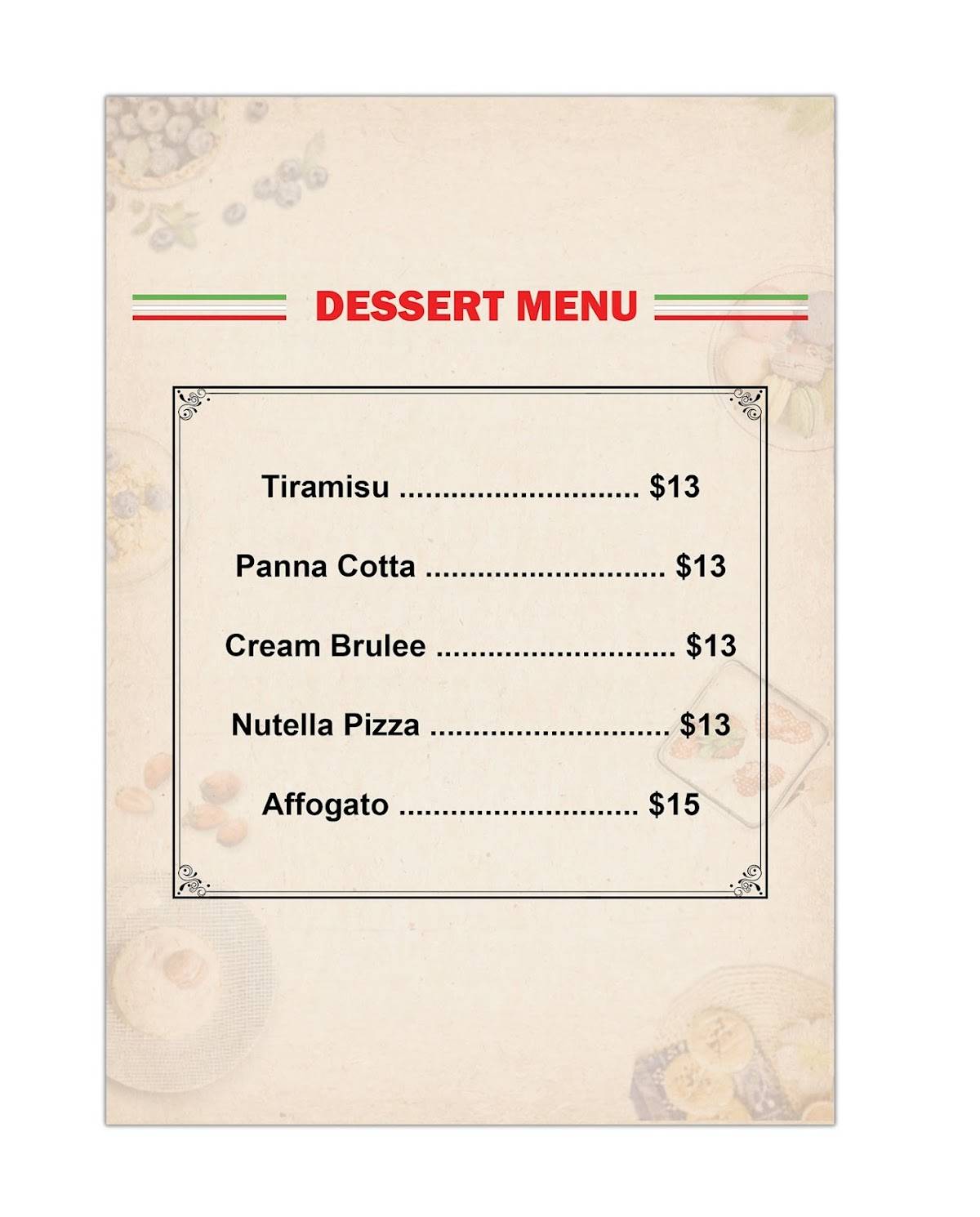 Menu at Caffe Pancetta restaurant, Engadine
