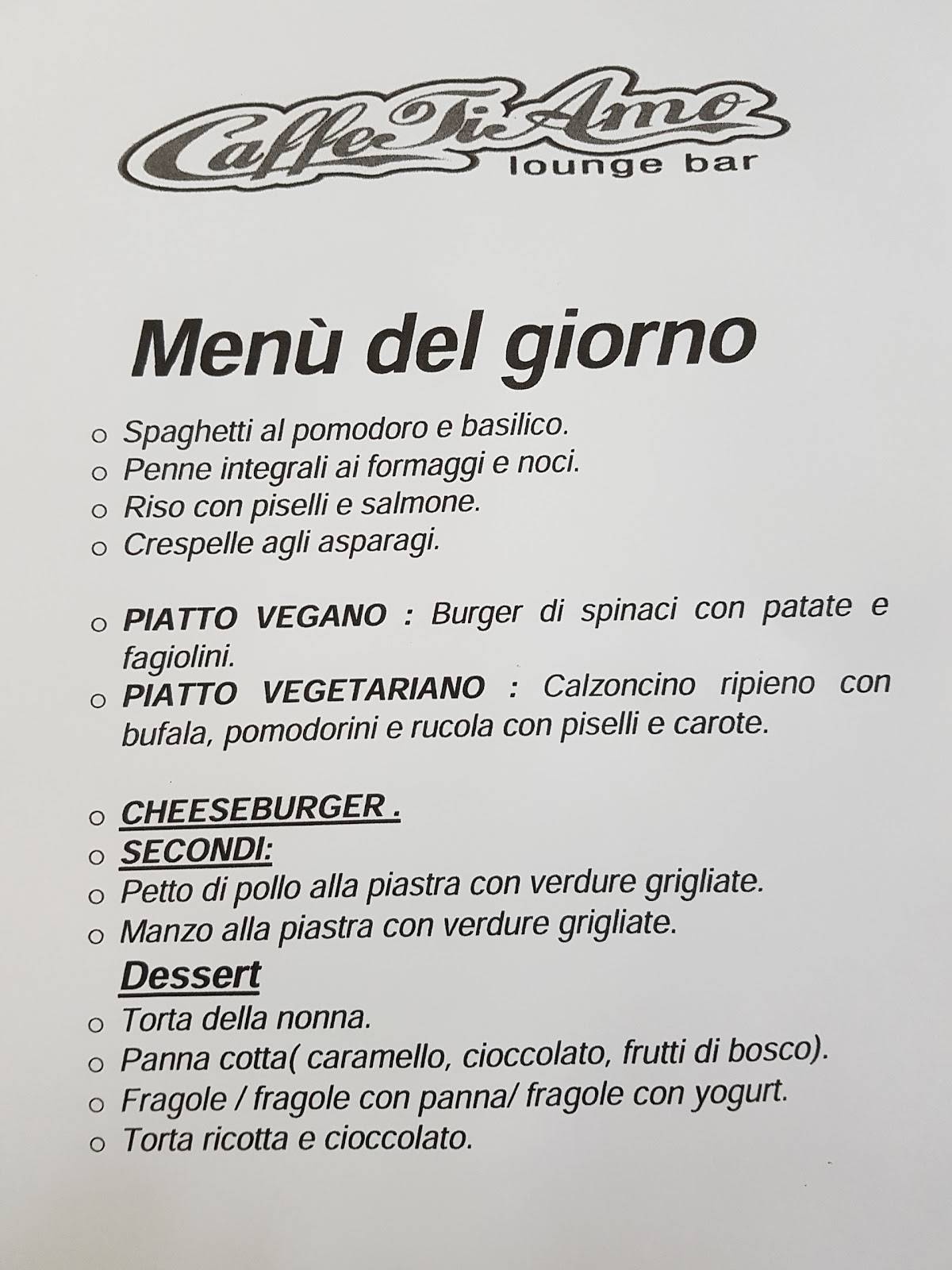Menu at CAFFETTIAMO pub & bar, Padua