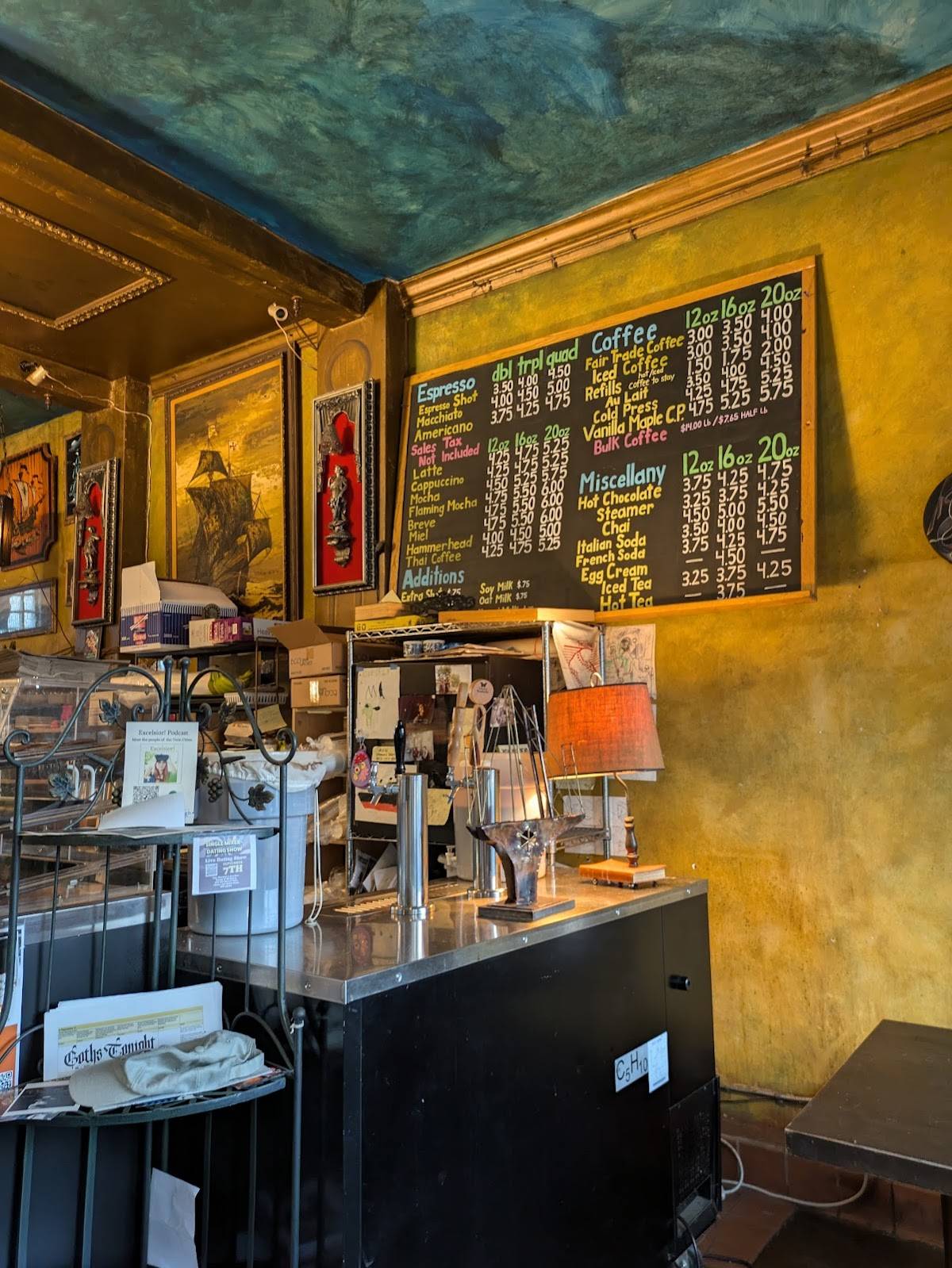 Menu at Caffetto Coffee House, Minneapolis
