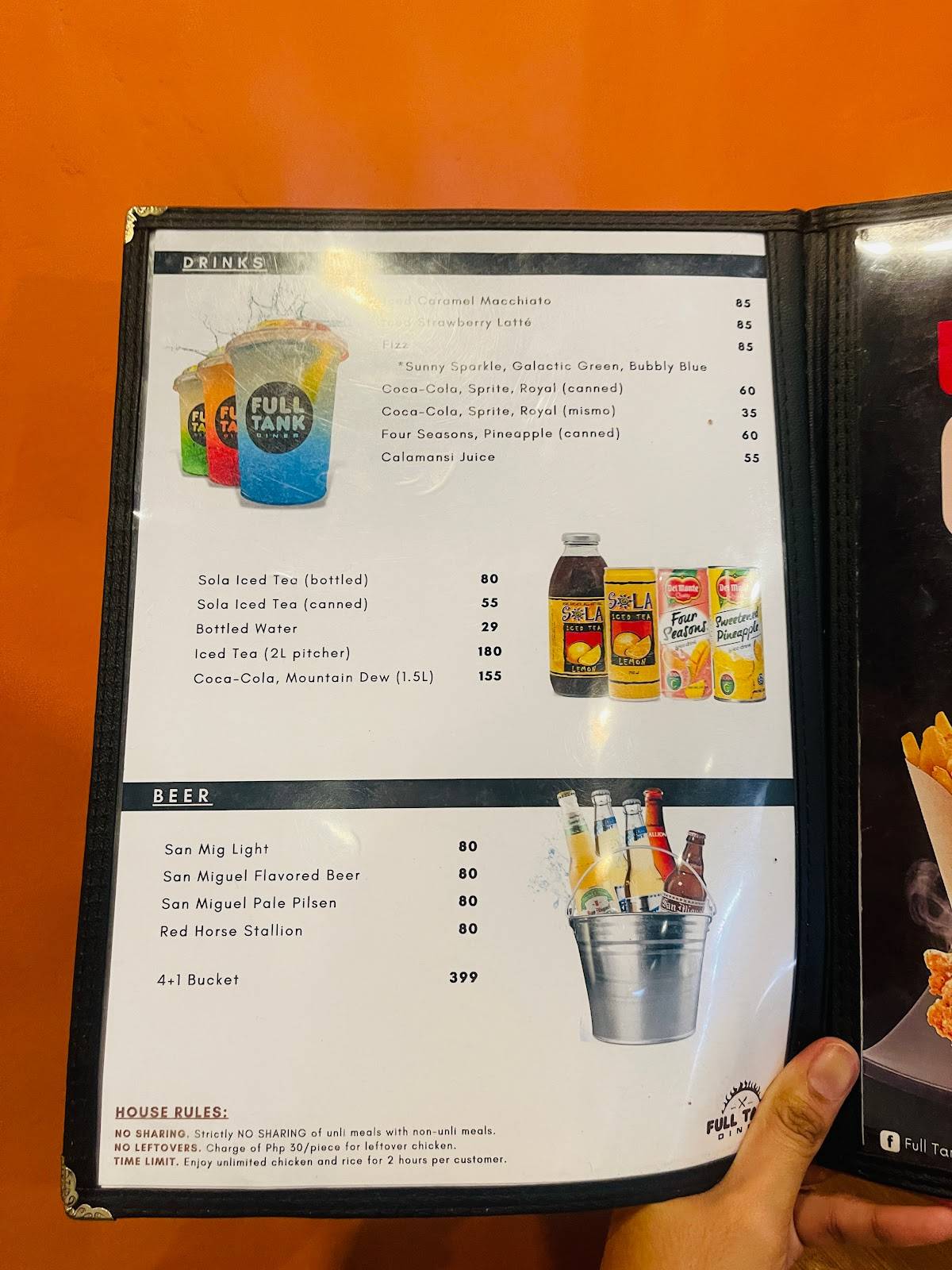 Menu at Full Tank Diner restaurant, Cagayan de Oro