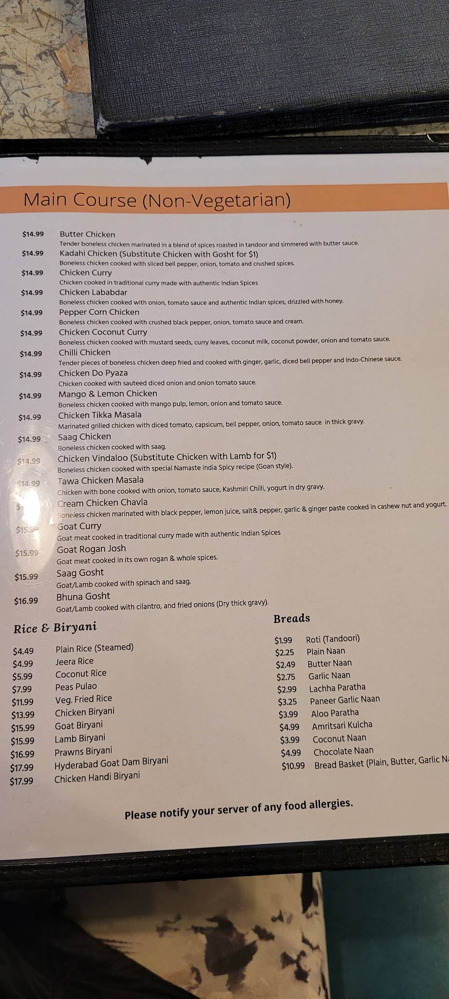 Menu at Calgary The Namaste India Buffet & Chaat House restaurant, Calgary