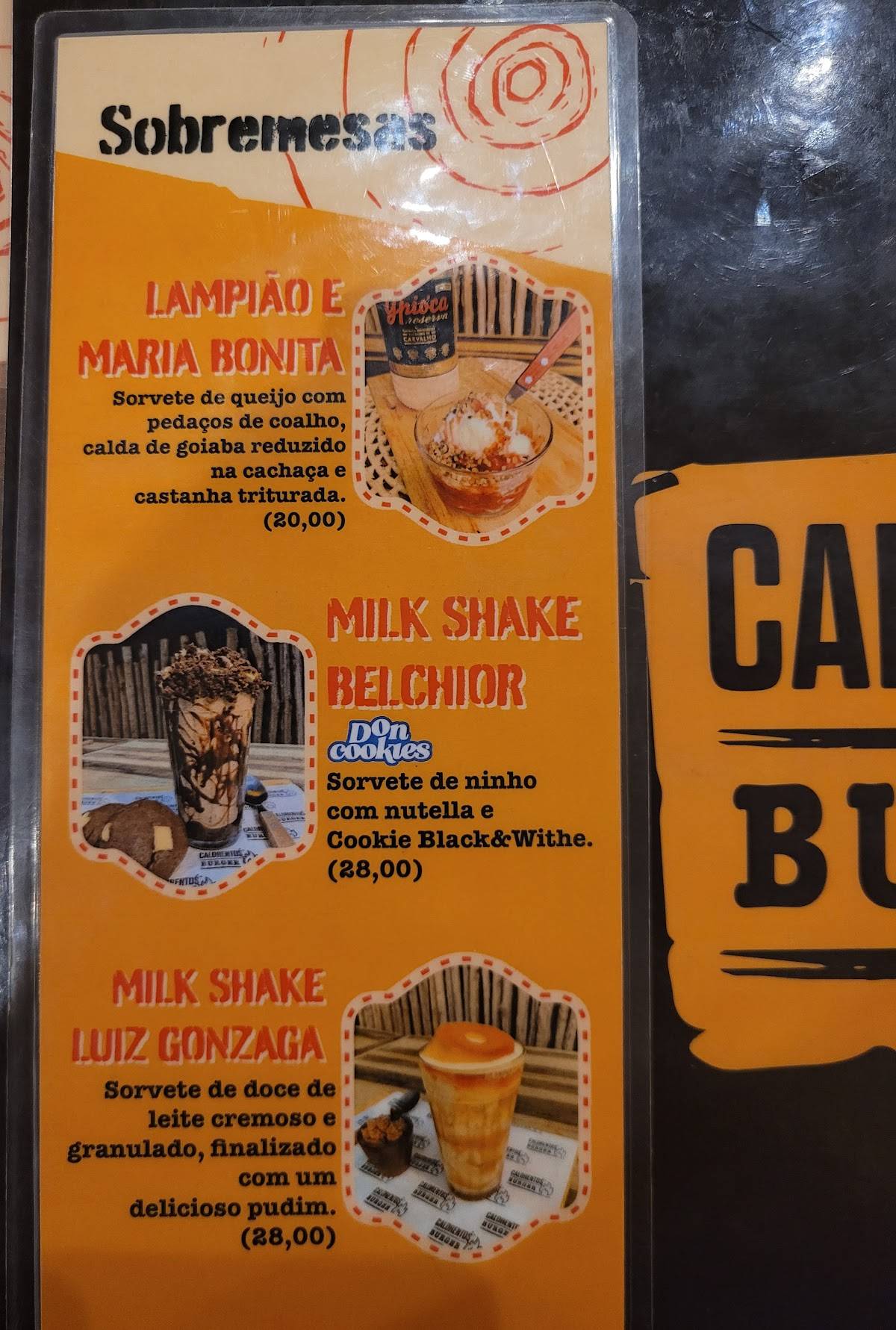 Carta del restaurante Calorentos Burger, Fortaleza