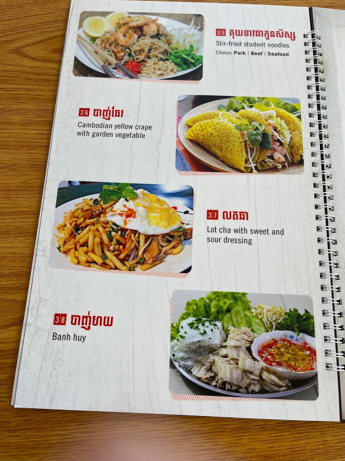 Menu at Cambodian and Chinese Fast Food, Tacoma