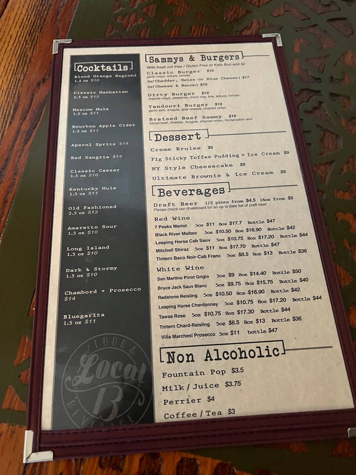 Menu at Thirteen Food & Beverage pub & bar, Cambridge