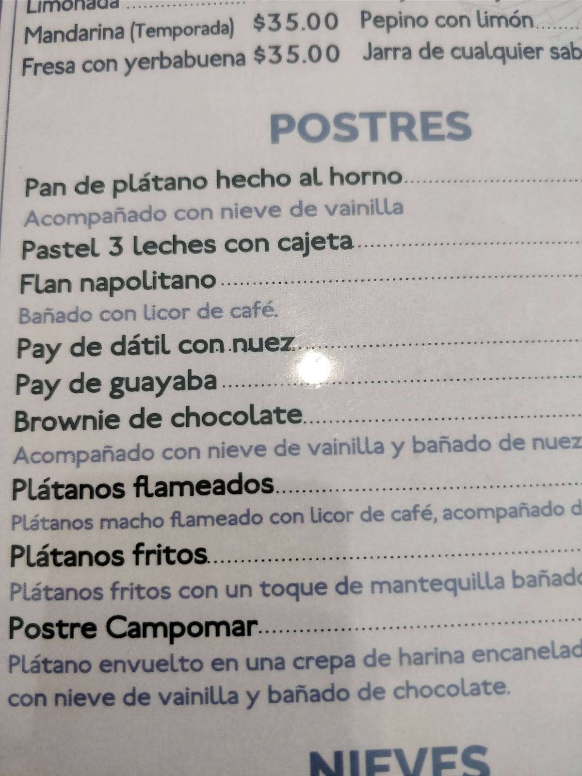 Carta del restaurante Campomar Chapalita, Guadalajara, San Dionisio 33