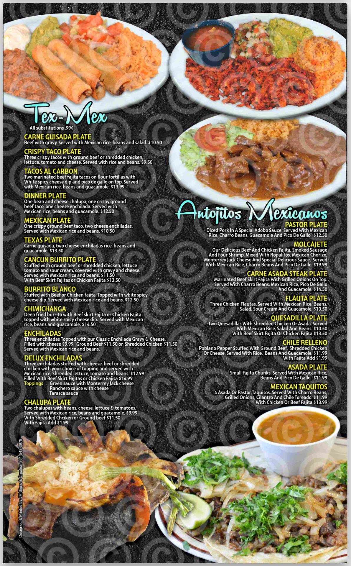 Menu at Cancun Mexican Restaurant, Corpus Christi, Yorktown Blvd #205