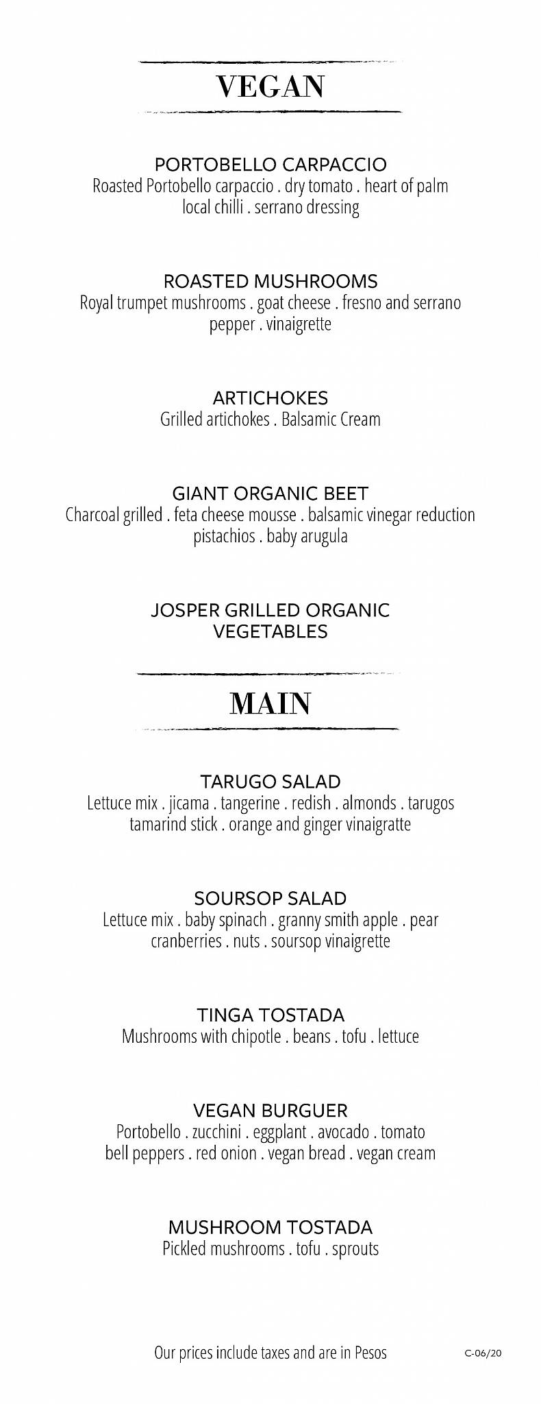 Menu at RosaNegra Latin American Restaurant in Cancun, Cancún, Blvd ...