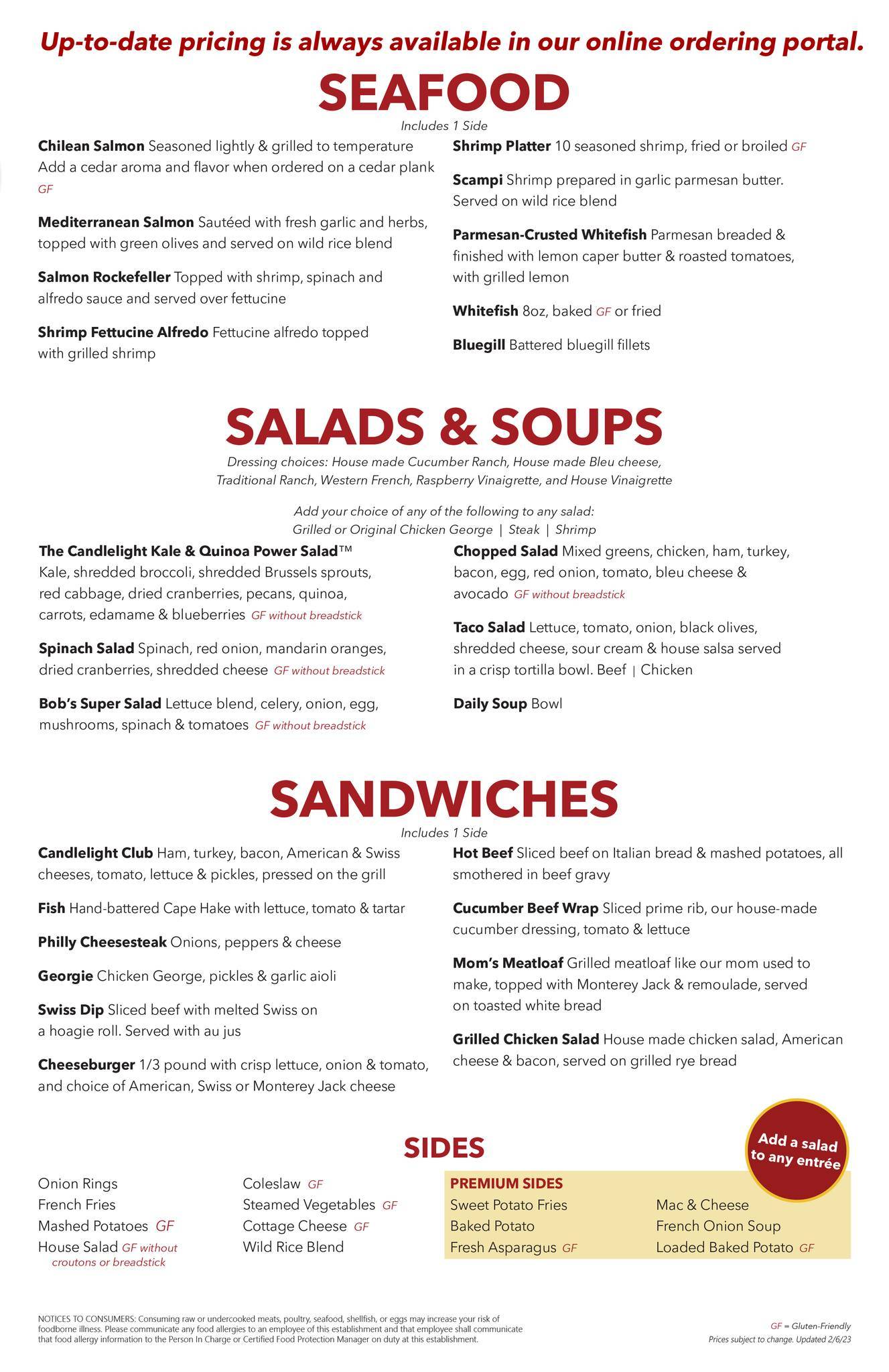 Menu at Candlelight Inn Restaurant - Clinton Iowa, Clinton