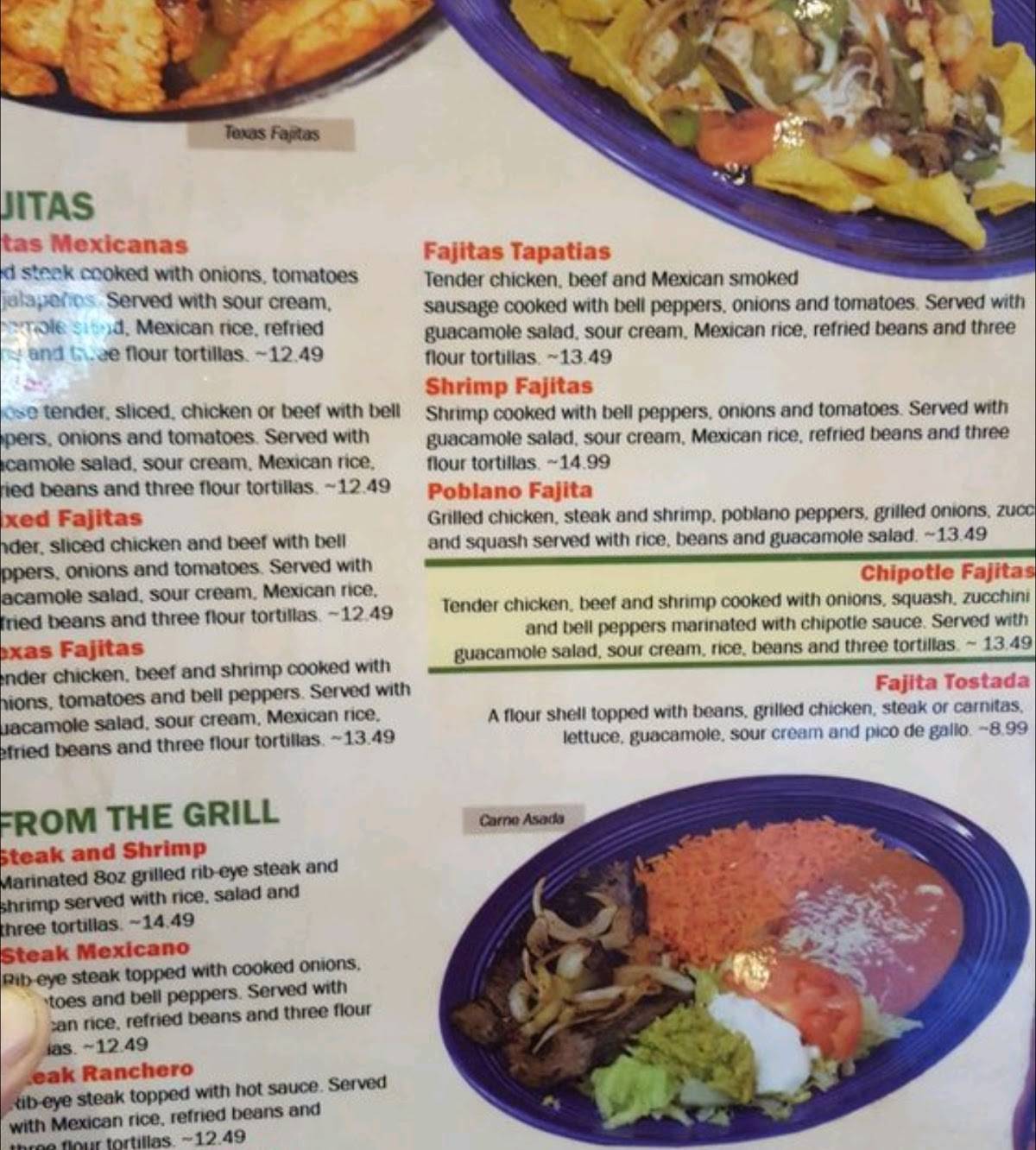 Menu at Canelos Mexican Family Restaurant, Canton
