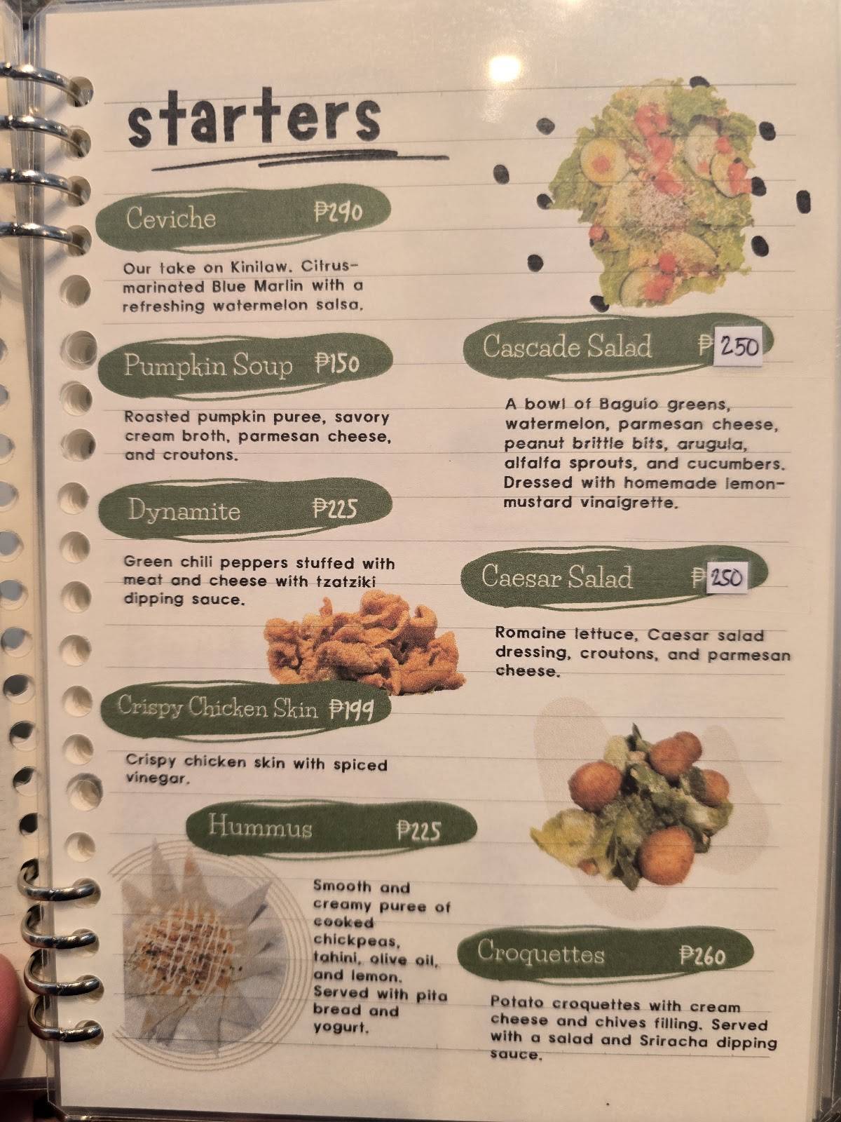 Menu at Canto restaurant, Baguio, 25 Kisad Rd