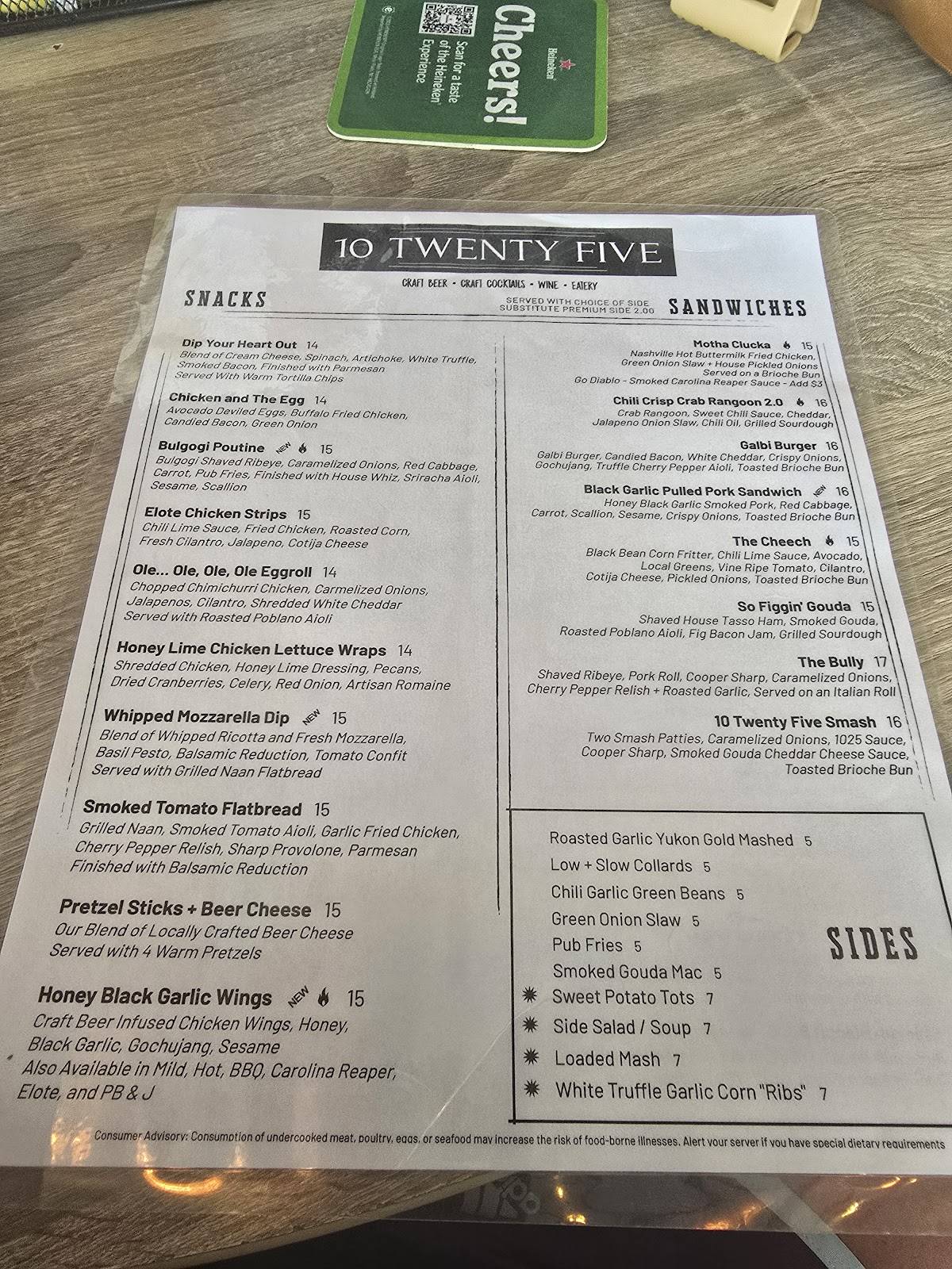 Menu at 10 Twenty Five pub & bar, Cape Coral, Santa Barbara Blvd