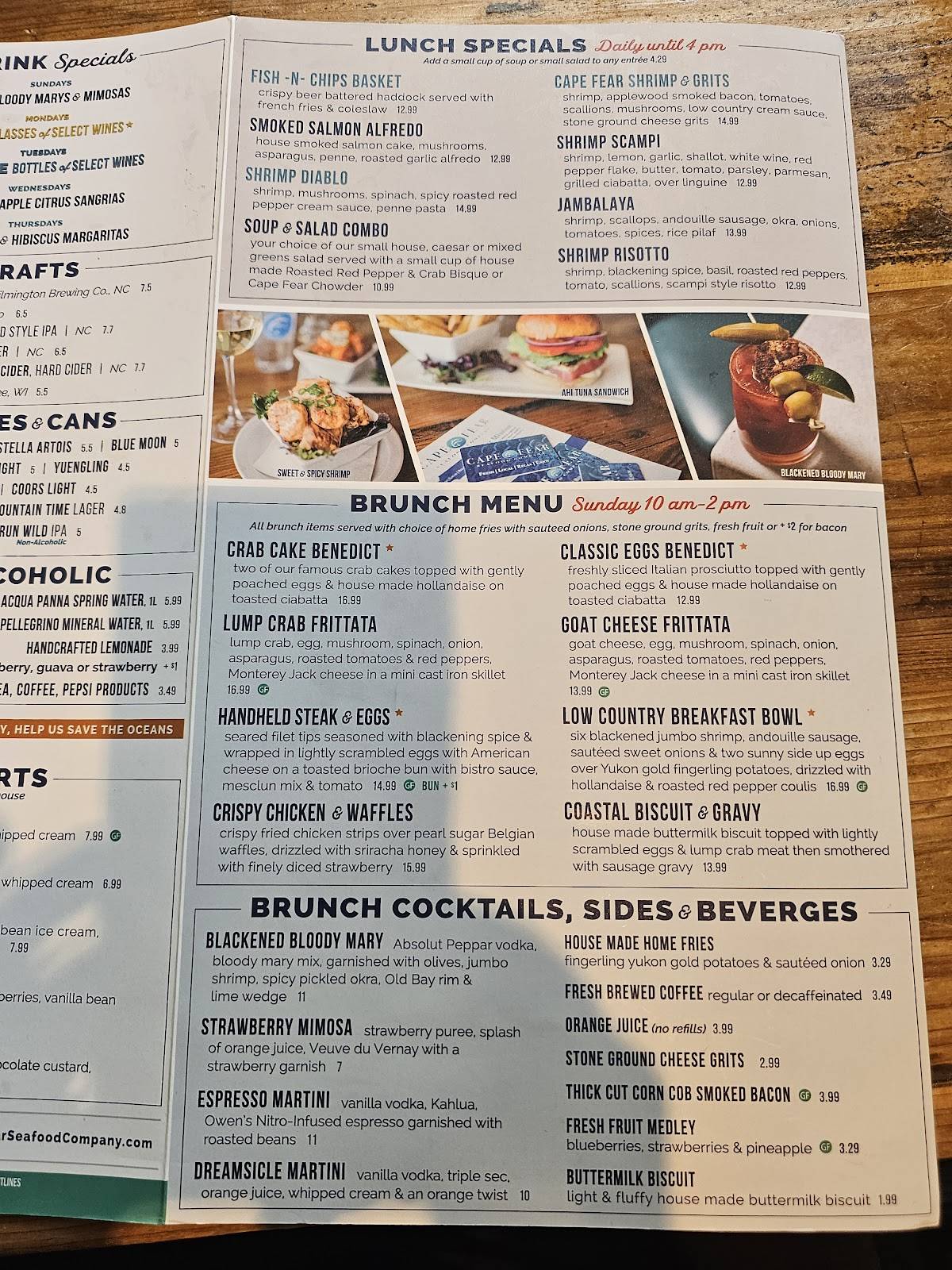 Menu at Cape Fear Seafood Company restaurant, Raleigh, 832 Spring Forest Rd