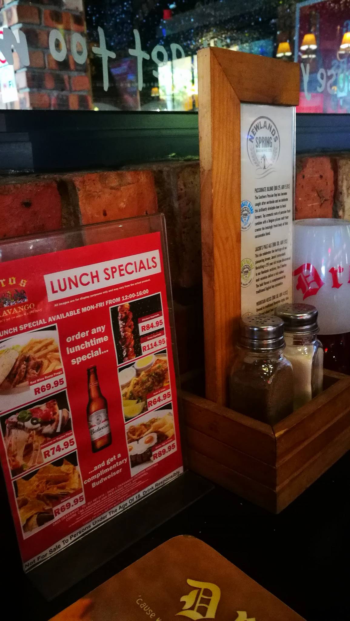 Menu at Dros Okavango restaurant, Cape Town, Okavango Crossing Shopping ...