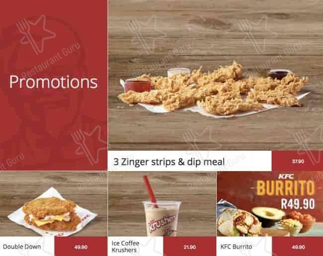 Menu at KFC Brackenfell restaurant, Cape Town, Old Paarl Rd