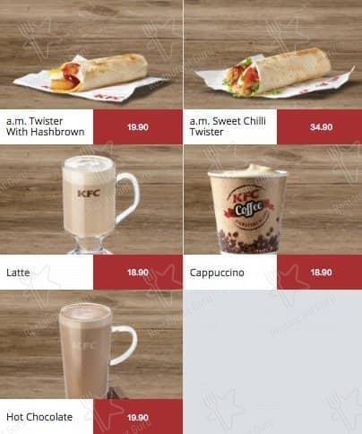 Menu at KFC Brackenfell restaurant, Cape Town, Old Paarl Rd
