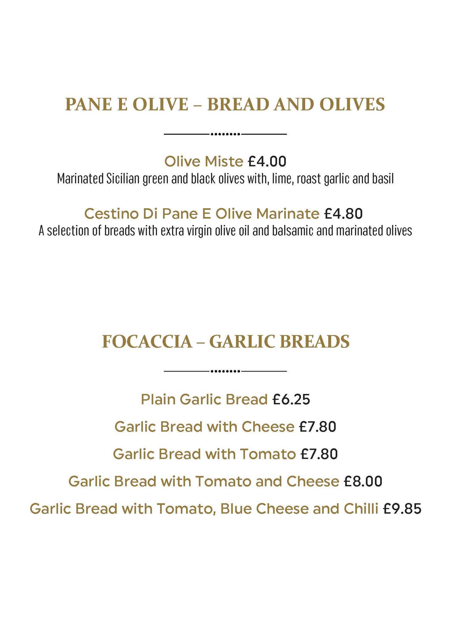 Menu at Capri Mirfield restaurant, Mirfield
