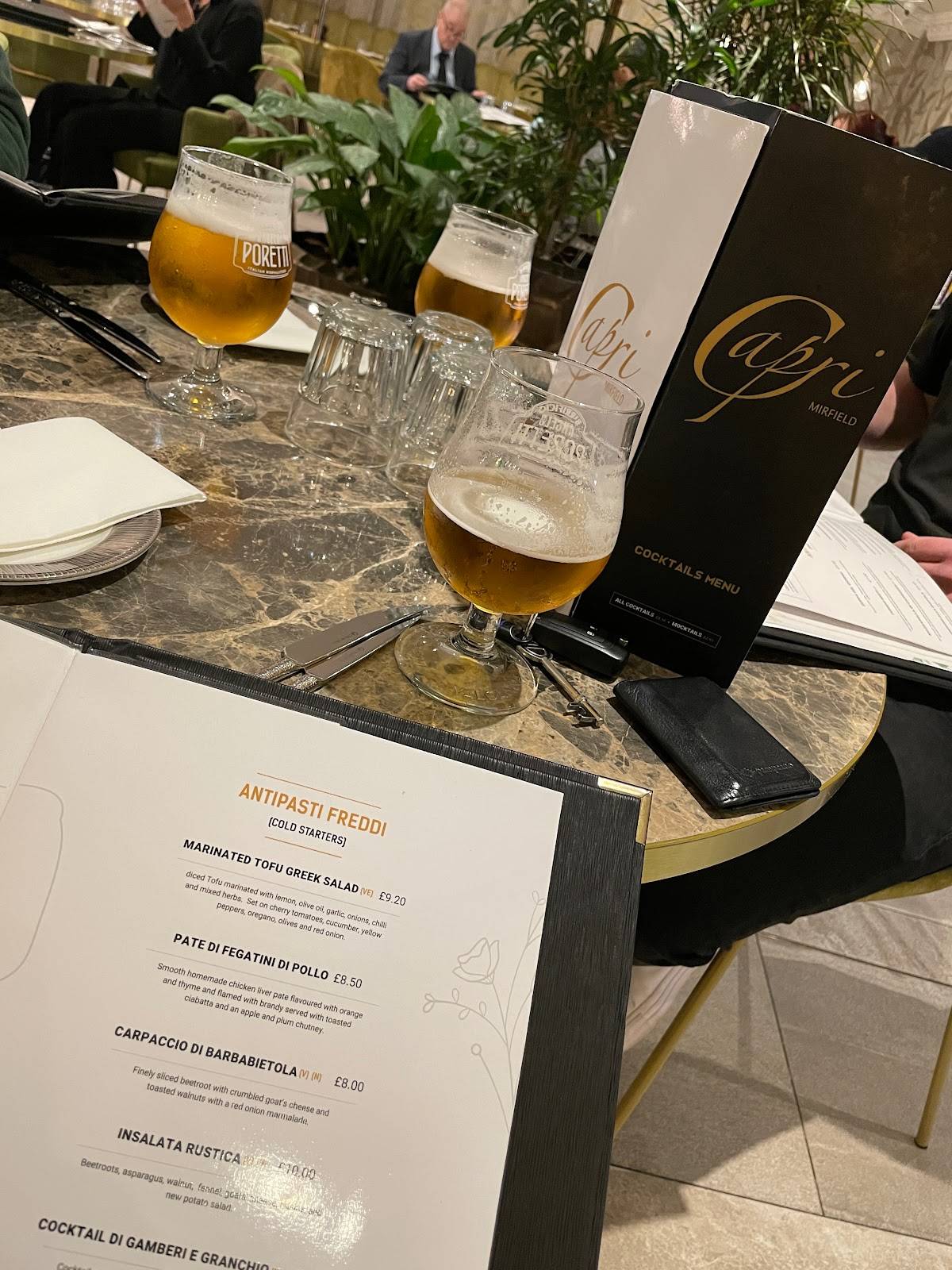 Menu at Capri Mirfield restaurant, Mirfield