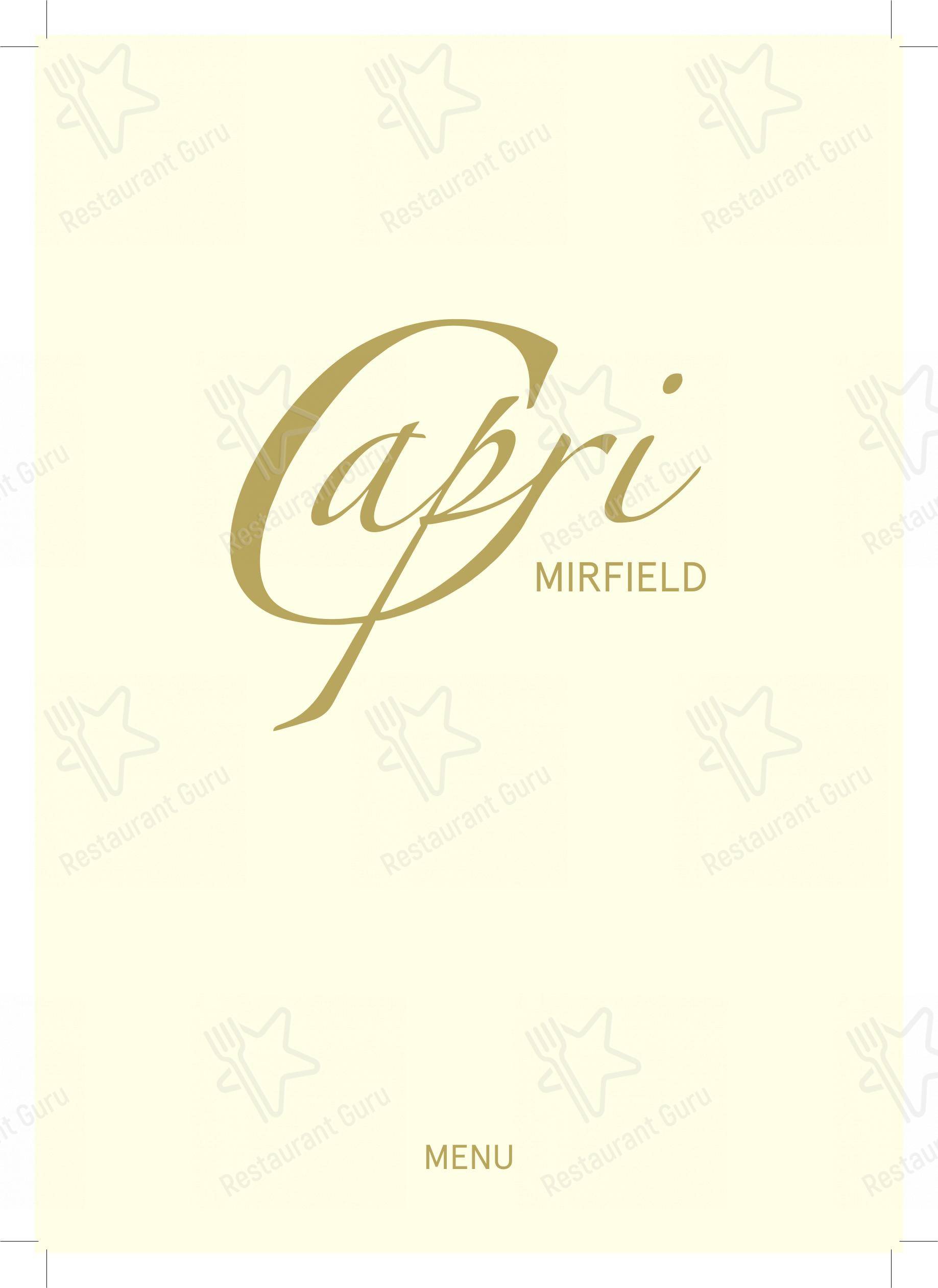 Menu at Capri Mirfield restaurant, Mirfield