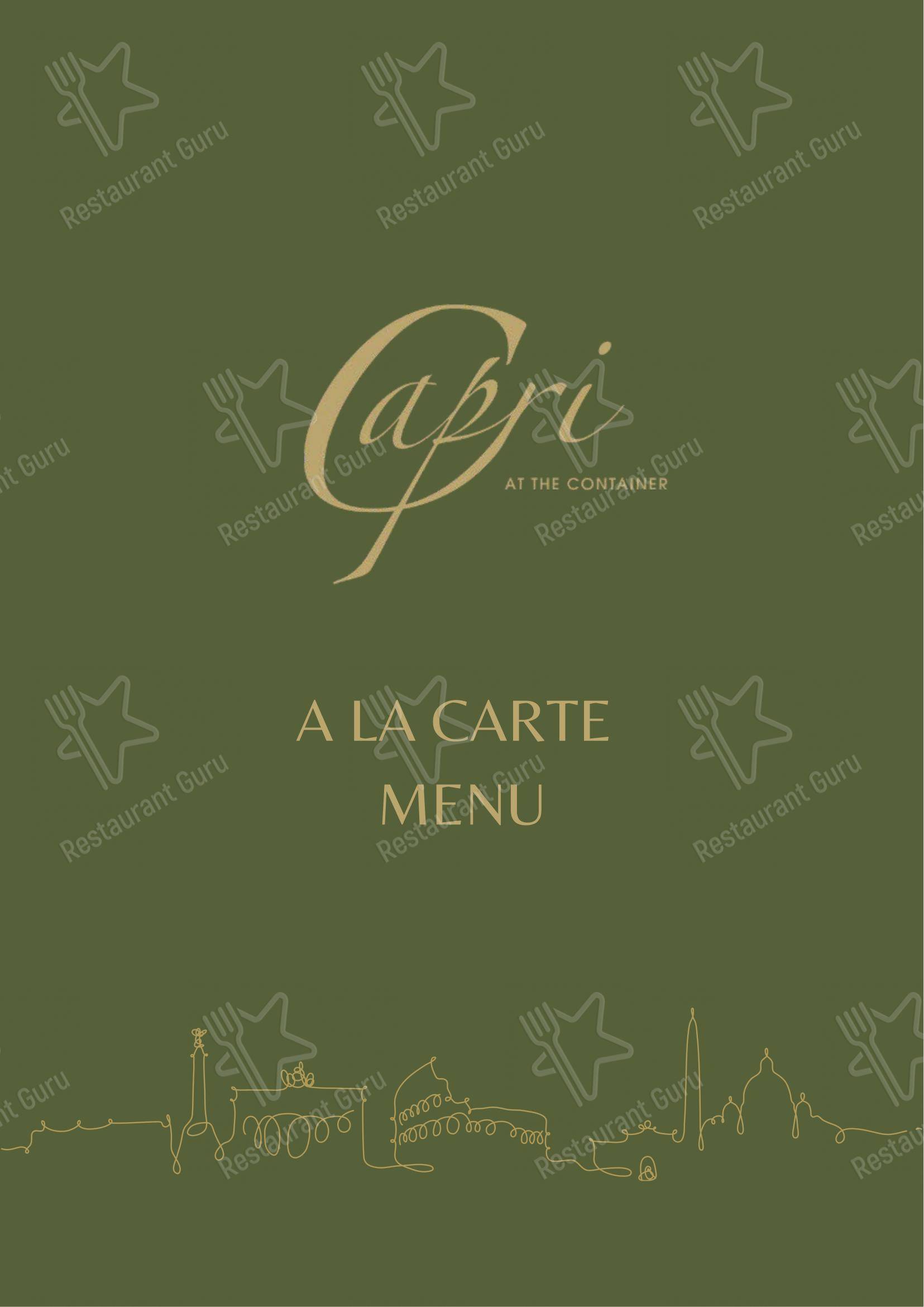 Menu at Capri at the Containers restaurant, Leeds