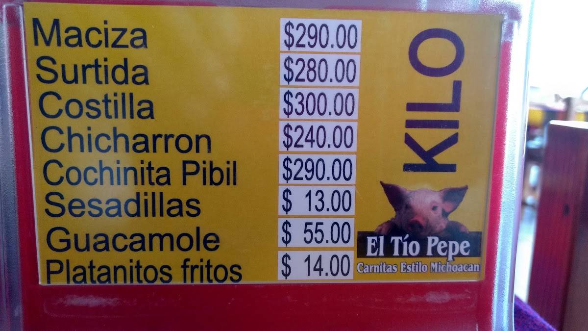 Carta del restaurante Carnitas El Tío Pepe, Villahermosa, Antonio ...