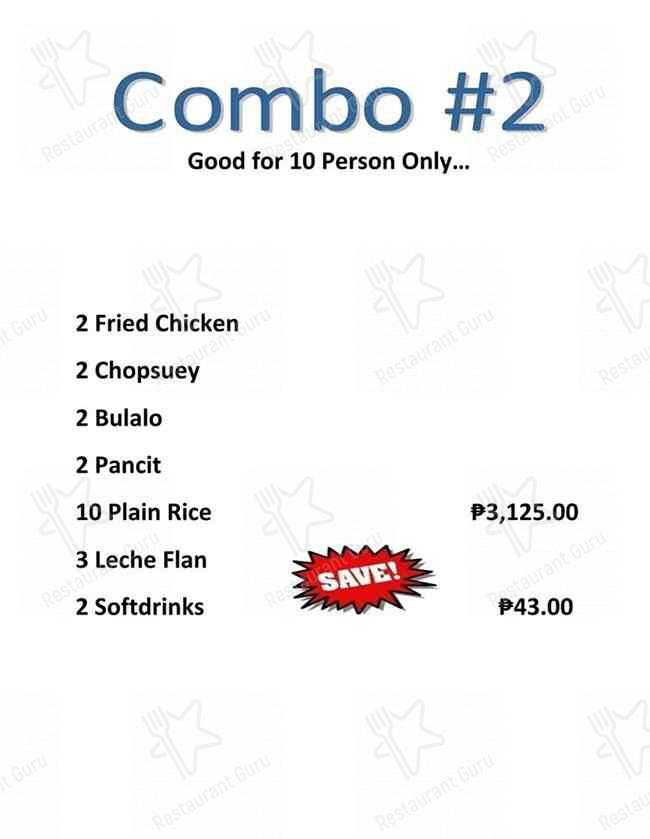 Menu at Carvajal Restaurant, Santa Rosa, 209 National Highway