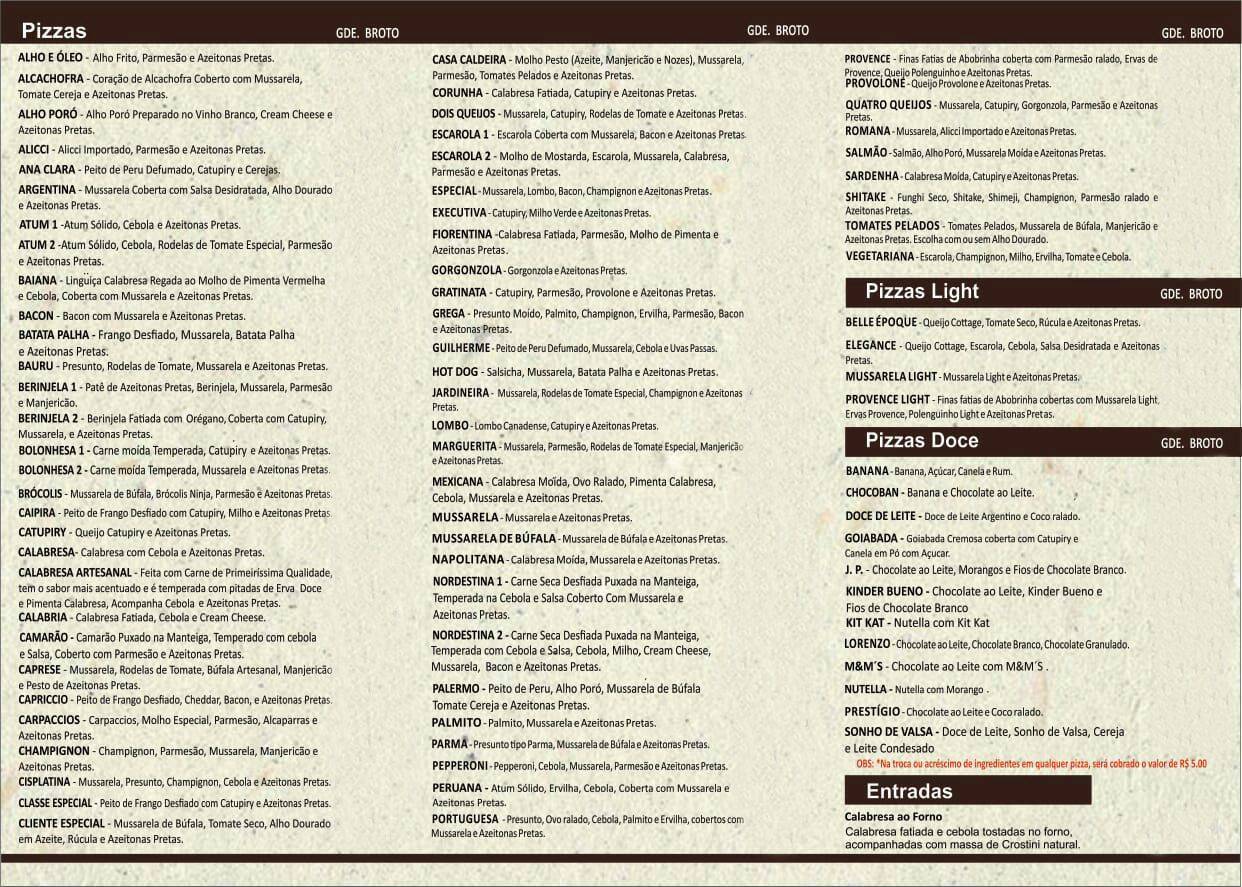Menu em Pizzaria Casa Caldeira, Diadema, Av. Dr. Ulysses Guimarães