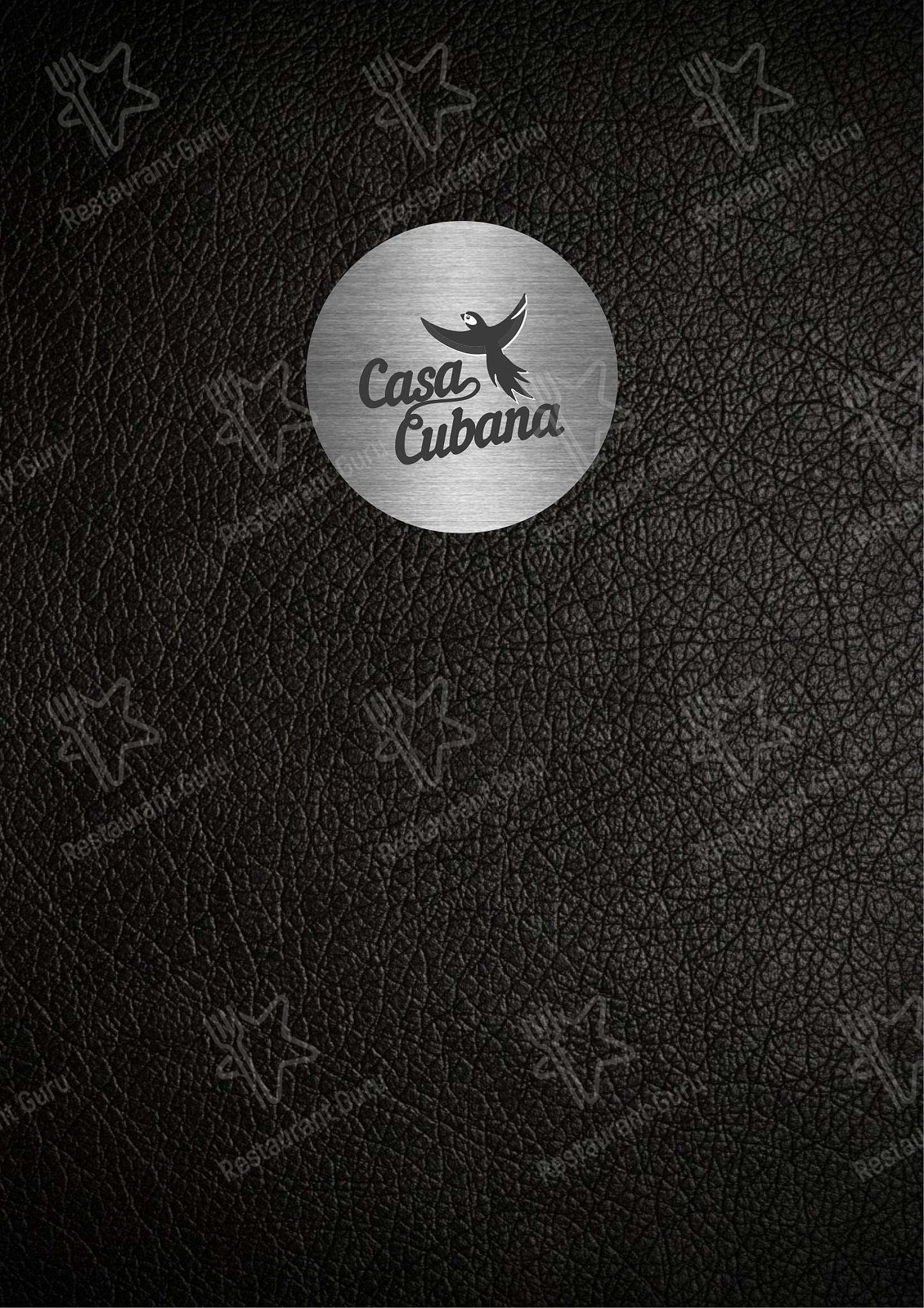 Menu at Casa Cubana restaurant, Skopje