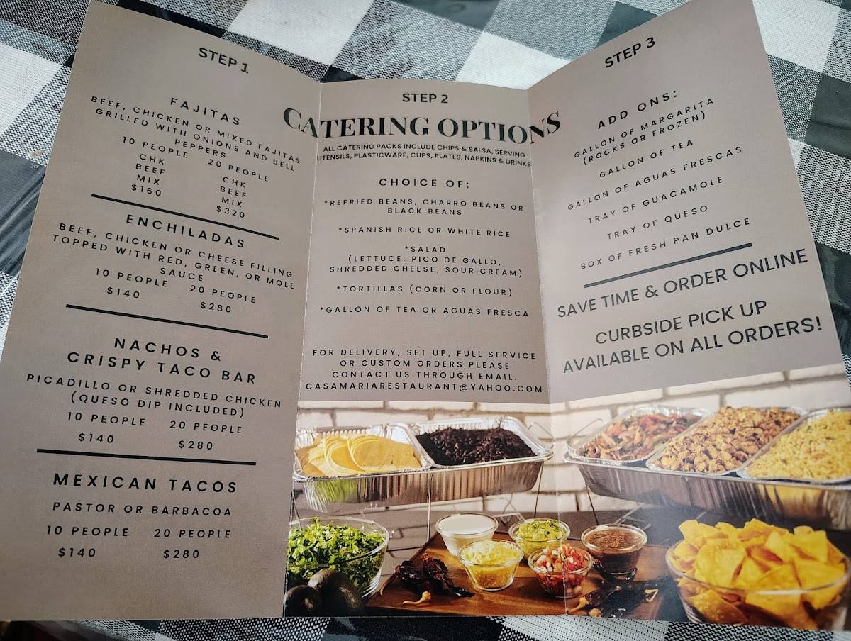 Menu at Casa Maria Restaurant & Bakery - San Marcos, San Marcos