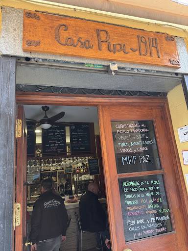 Menu at Casa Pipi restaurant, Madrid