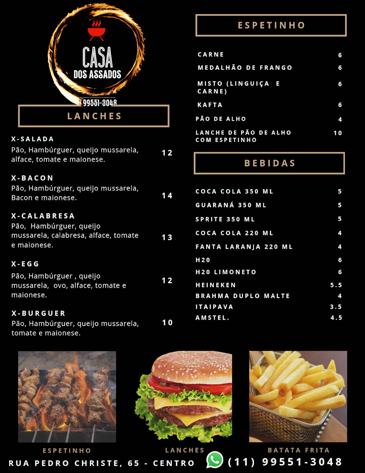Menu at Casa dos Assados EG restaurant, Embu-Guaçu