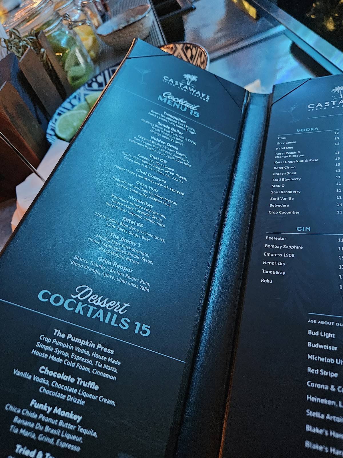 Menu at Castaways Steak & Seafood pub & bar, Port Jefferson
