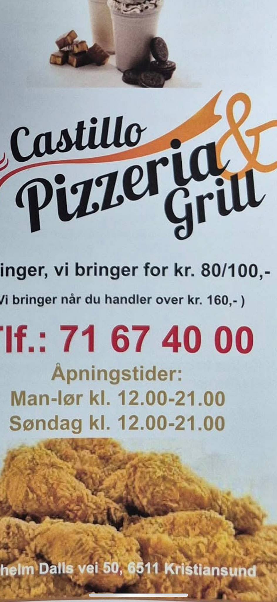 Menu at Castillo Fried Chicken Pizzeria & Grill, Kristiansund