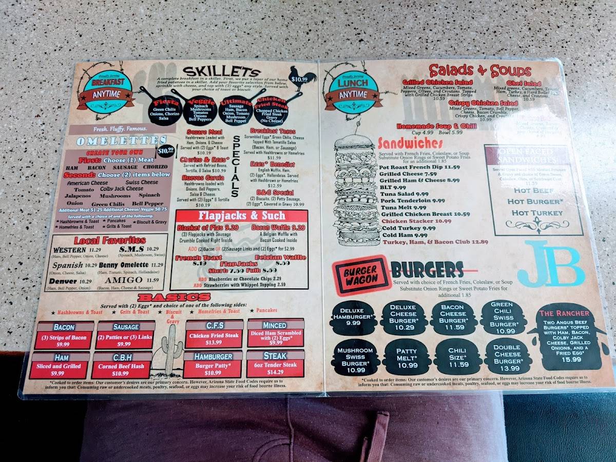 Menu at Jerry Bob's Catalina restaurant, Catalina, N Oracle Rd